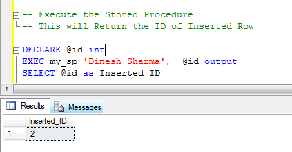 SQL Server - Stored Procedure with Output Parameters - Varinder Sandhu
