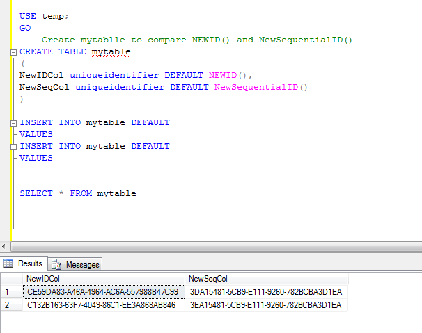 SQL Server - NEWID () vs. NEWSEQUENTIALID () - Varinder Sandhu